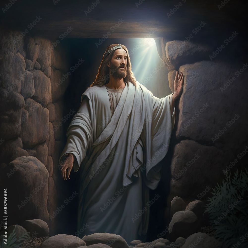 Resurrection of Jesus Christ, empty tomb, Jesus coming out of the tomb ...