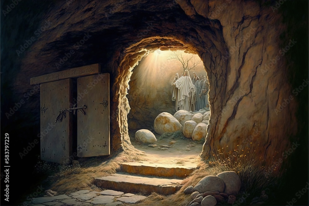 Resurrection of Jesus Christ, empty tomb, Jesus coming out of the tomb ...