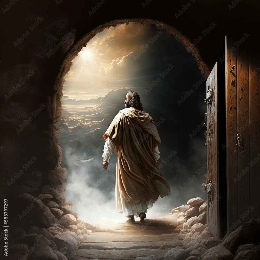 Resurrection of Jesus Christ, empty tomb, Jesus coming out of the tomb ...