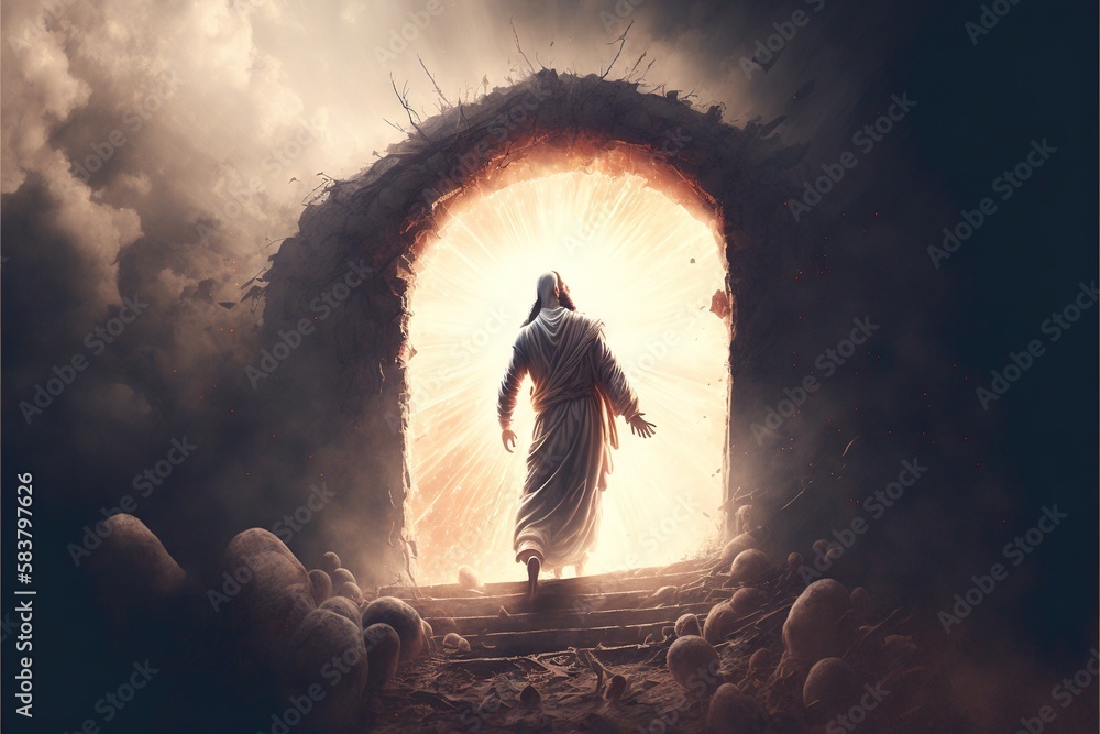 Resurrection of Jesus Christ, empty tomb, Jesus coming out of the tomb ...
