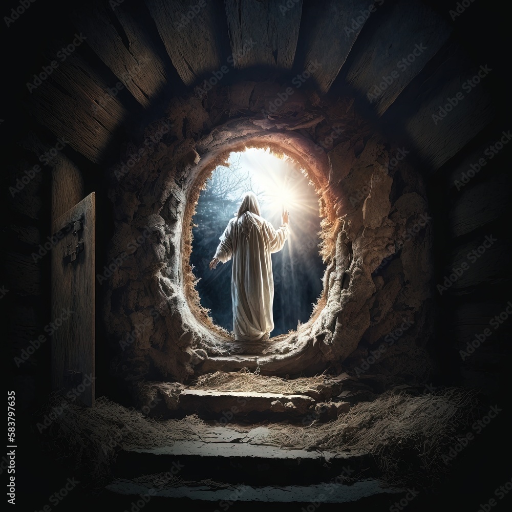 Resurrection of Jesus Christ, empty tomb, Jesus coming out of the tomb ...