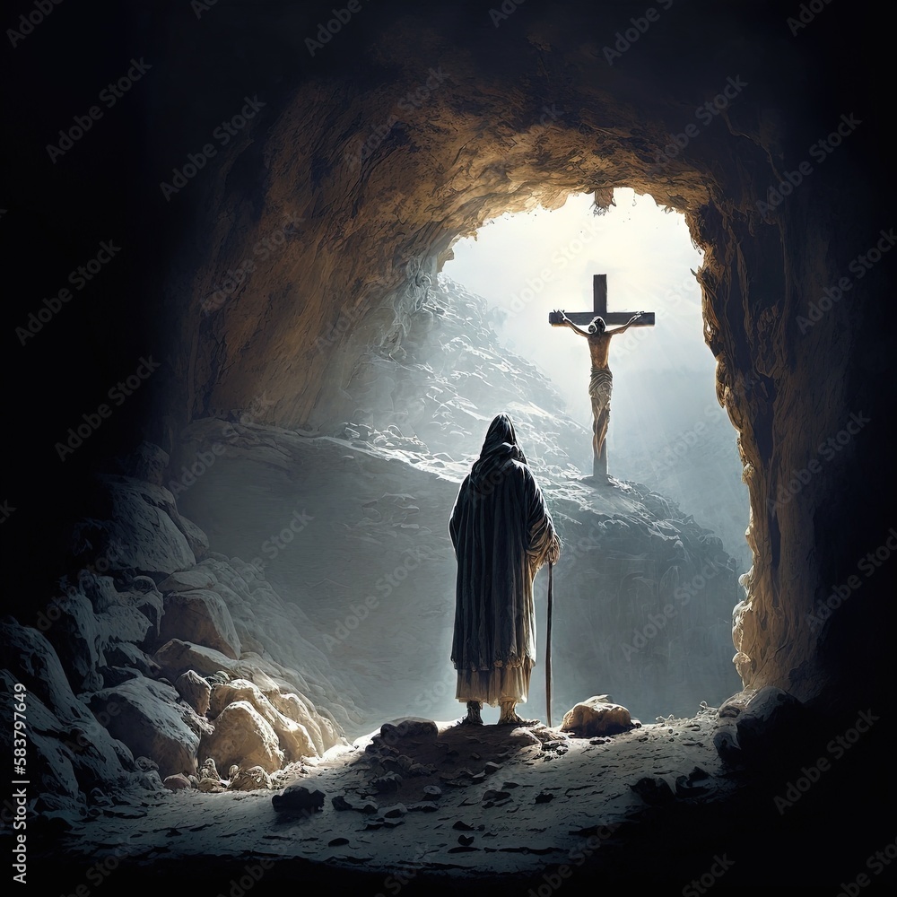 Resurrection of Jesus Christ, empty tomb, Jesus coming out of the tomb ...