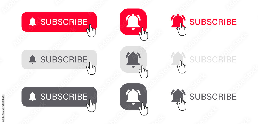 Set of subscribe button for social media Stock Illustration | Adobe Stock