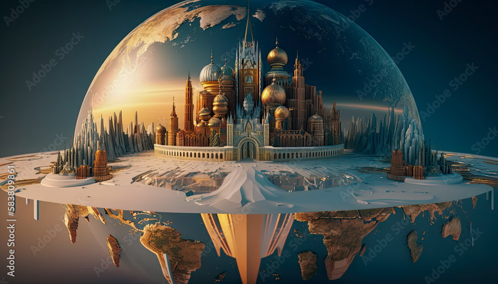 Cross section of planet Earth with Moscow landmarks - Generative AI ...