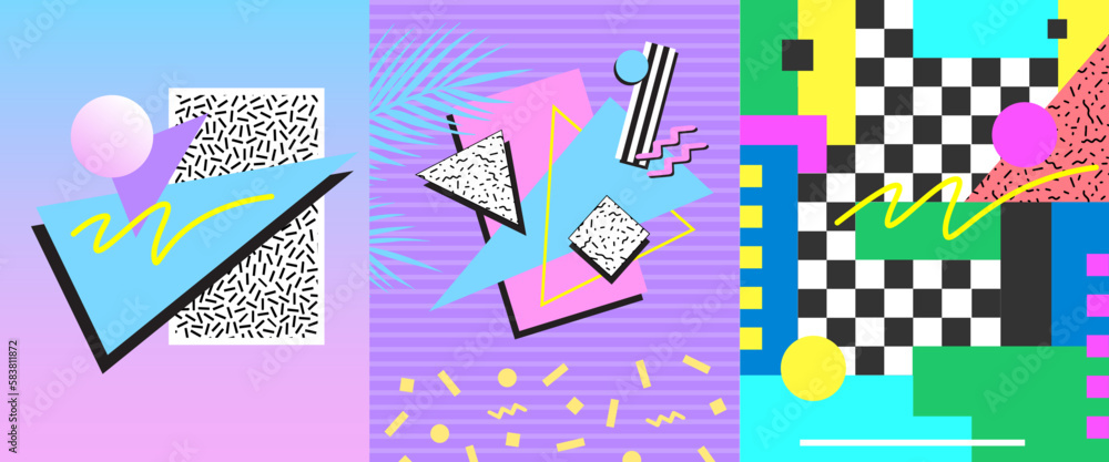 80's Retro collection of artworks for posters, flyers, post cards ...