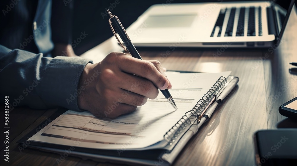 Quick checklist and clipboard management concept, businessman working ...