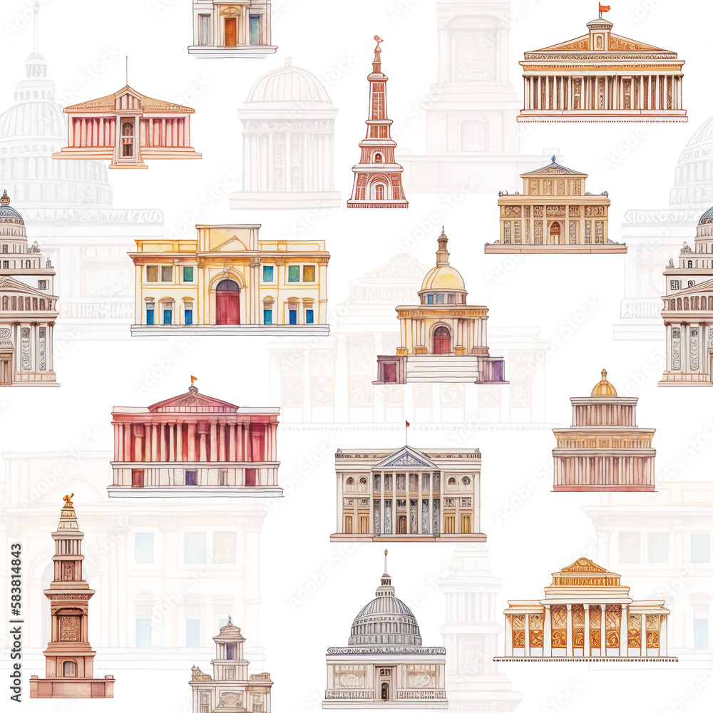 Rapport design sketches classical monuments for mirror pattern ...