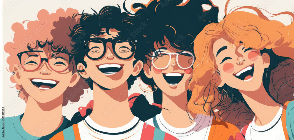 A group of students sharing a meal and having fun together. Generative ...