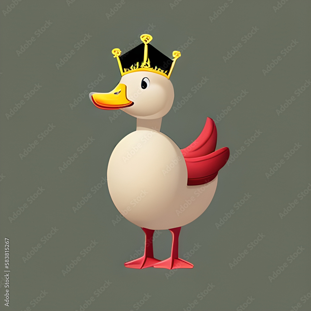 Cartoon Ente mit Krone auf dem Kopf Stock Illustration | Adobe Stock