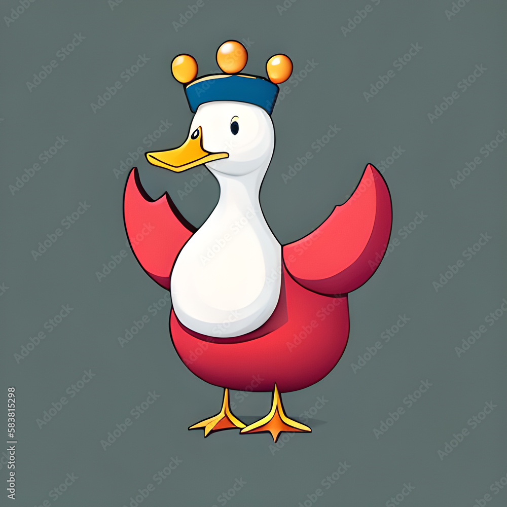 Cartoon Ente mit Krone auf dem Kopf Stock Illustration | Adobe Stock
