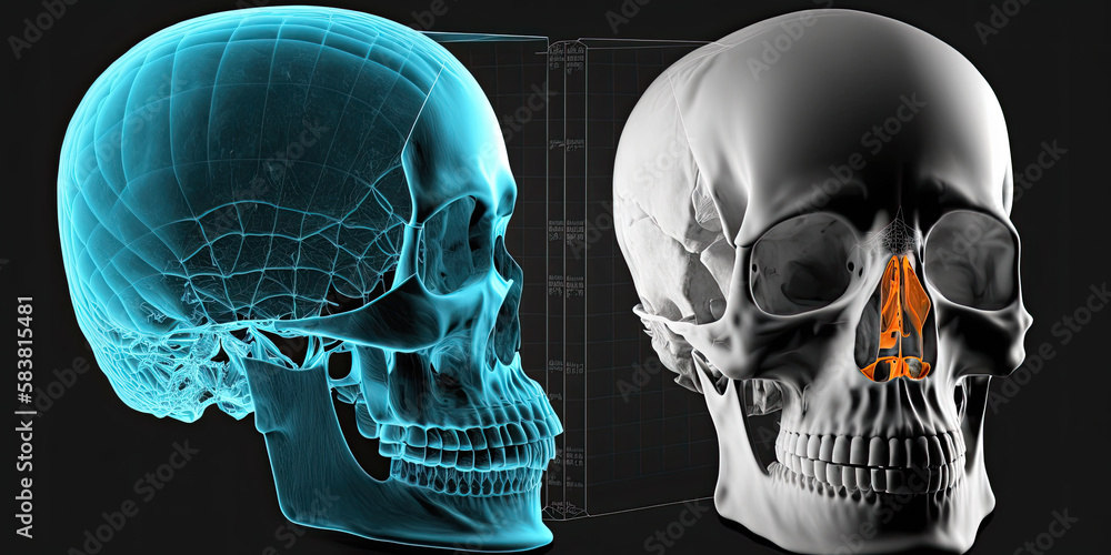 X-ray of a Human Skull with Blank Area on the Right - Generative AI ...