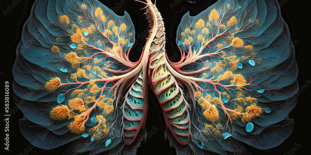 A close-up of the trachea, or windpipe, which is the tube that carries ...