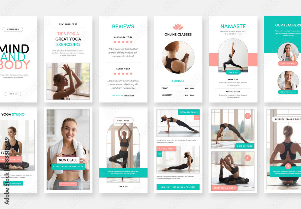 Yoga Story Layouts For Business Class Promotion Stock Template | Adobe ...