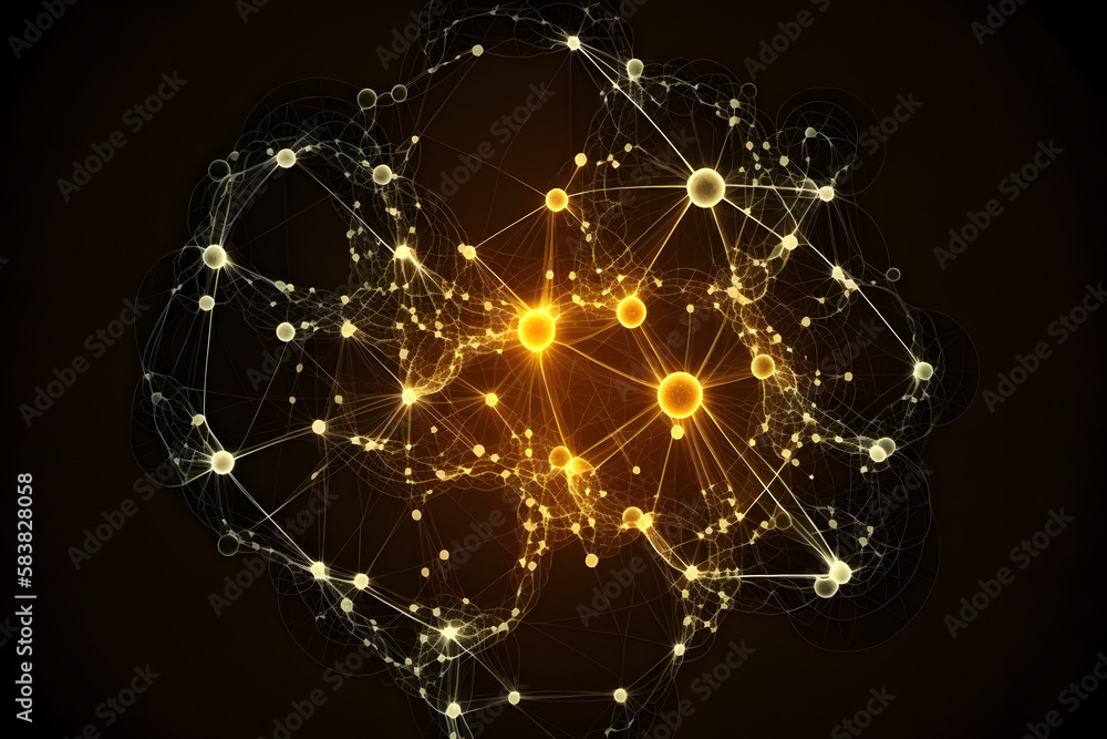 connected atom and stars molekule background, abstract lines wiht fog ...