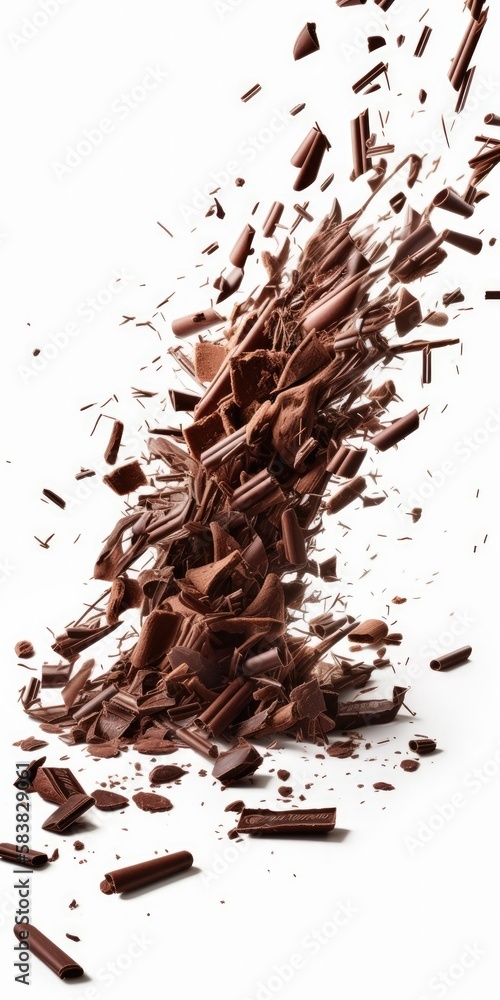 chocolate bar broken in pieces and splinters forming a chocolate ...