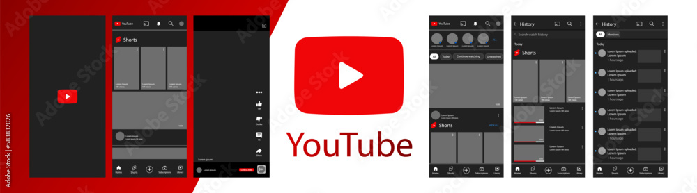 Youtube mockup. Set screen social media and network interface template ...