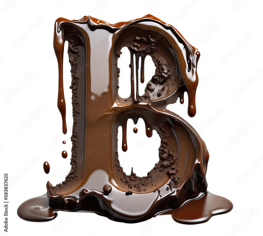 Letter B made of melted dark chocolate cut out. Generative AI realistic ...