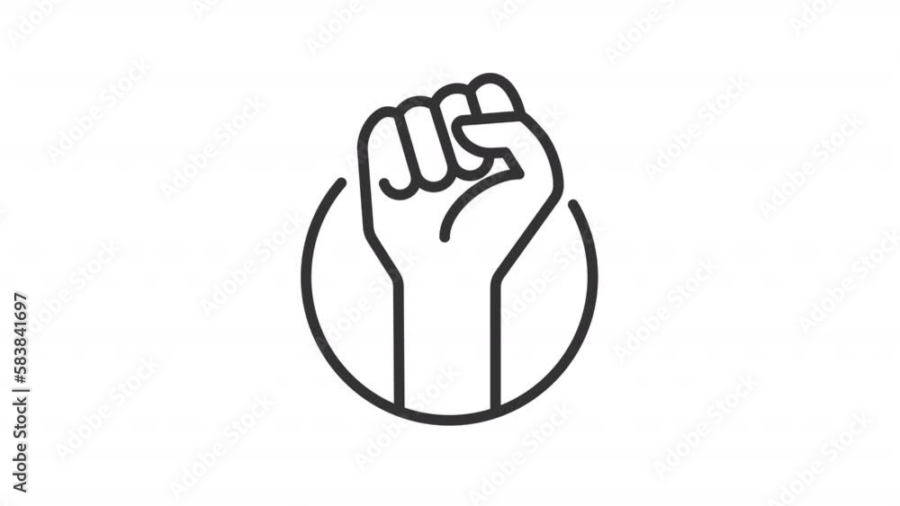 Vídeo do Stock: Animated protest linear icon. Symbol of riot and ...