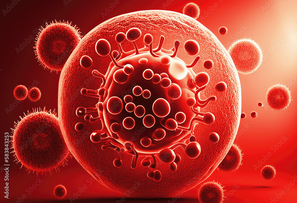 Blood cells with cell of virus infection inside vessel .Generative AI ...