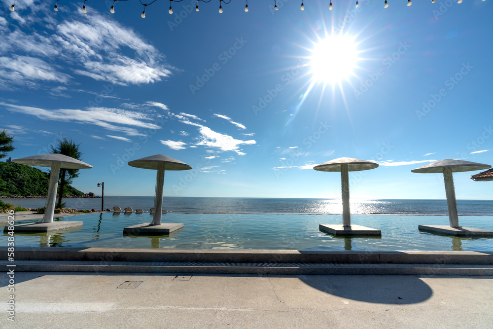 Swimming pool of Quynh Vien 4-star resort in Thach Ha district, Ha Tinh ...