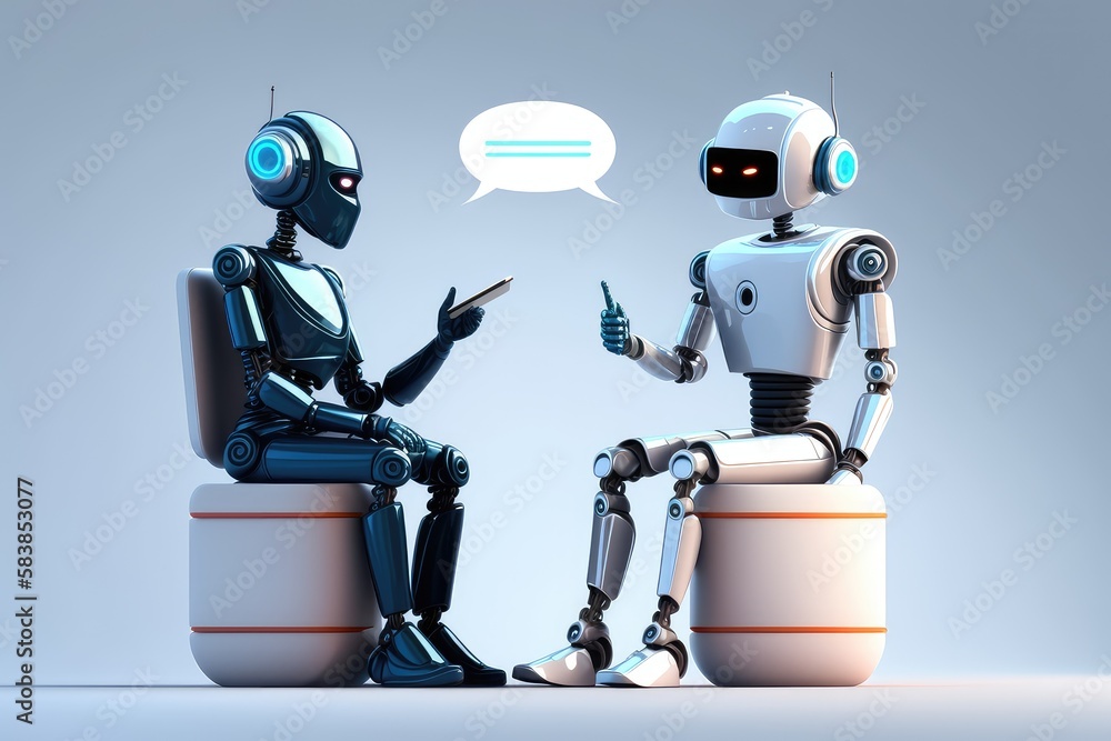 chatbot robot conducting interview with human, for demonstration of its ...