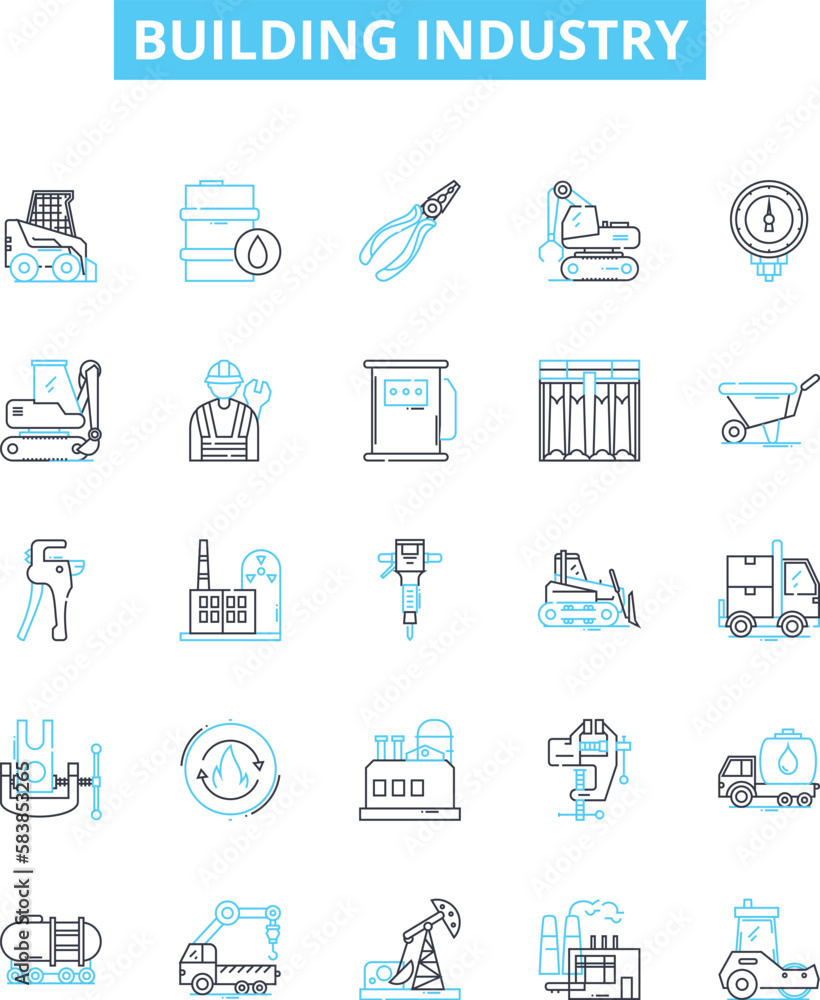 Building industry vector line icons set. Construction, Architecture ...
