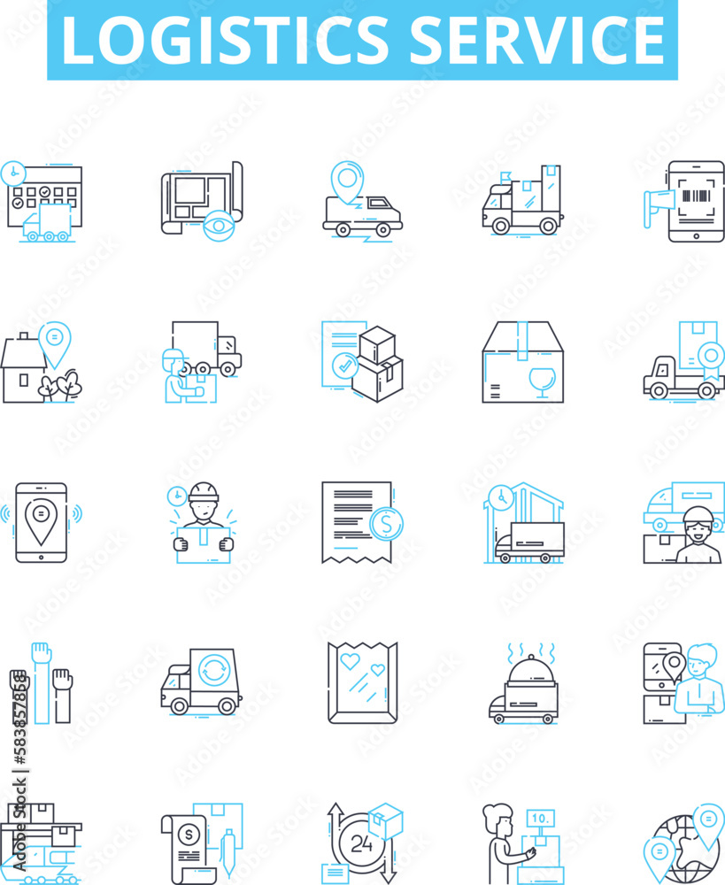Logistics service vector line icons set. Logistics, Service, Delivery ...