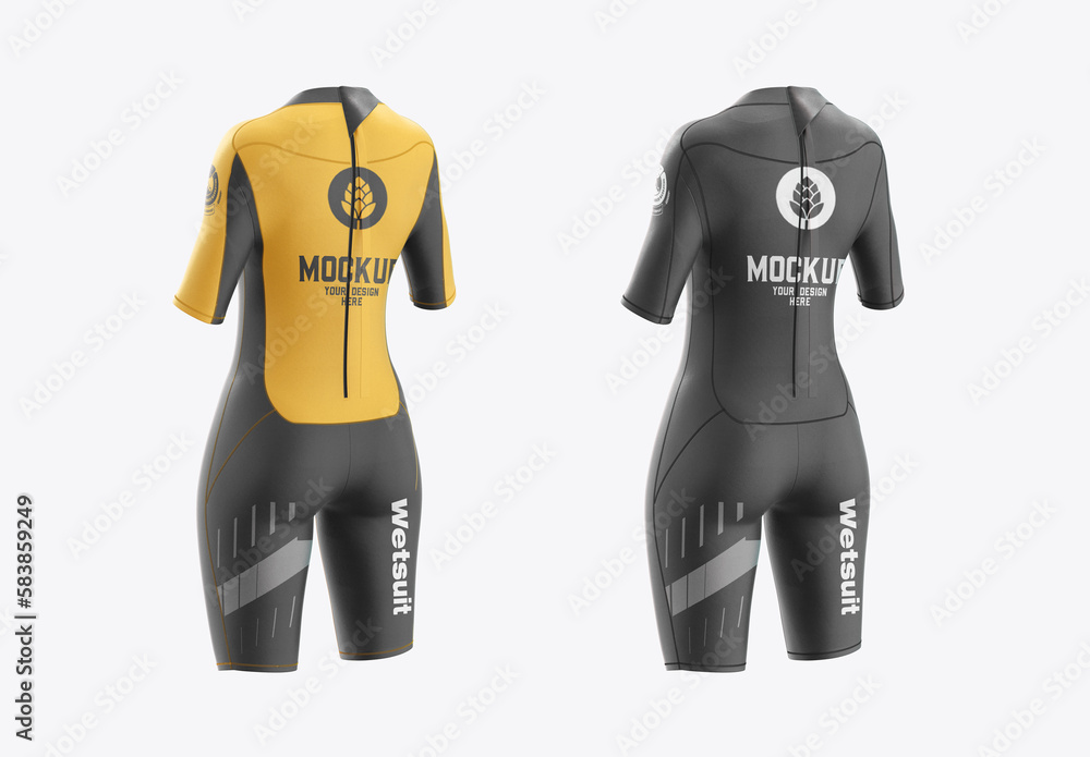 Women’s Short Wetsuit mockup Stock Template | Adobe Stock