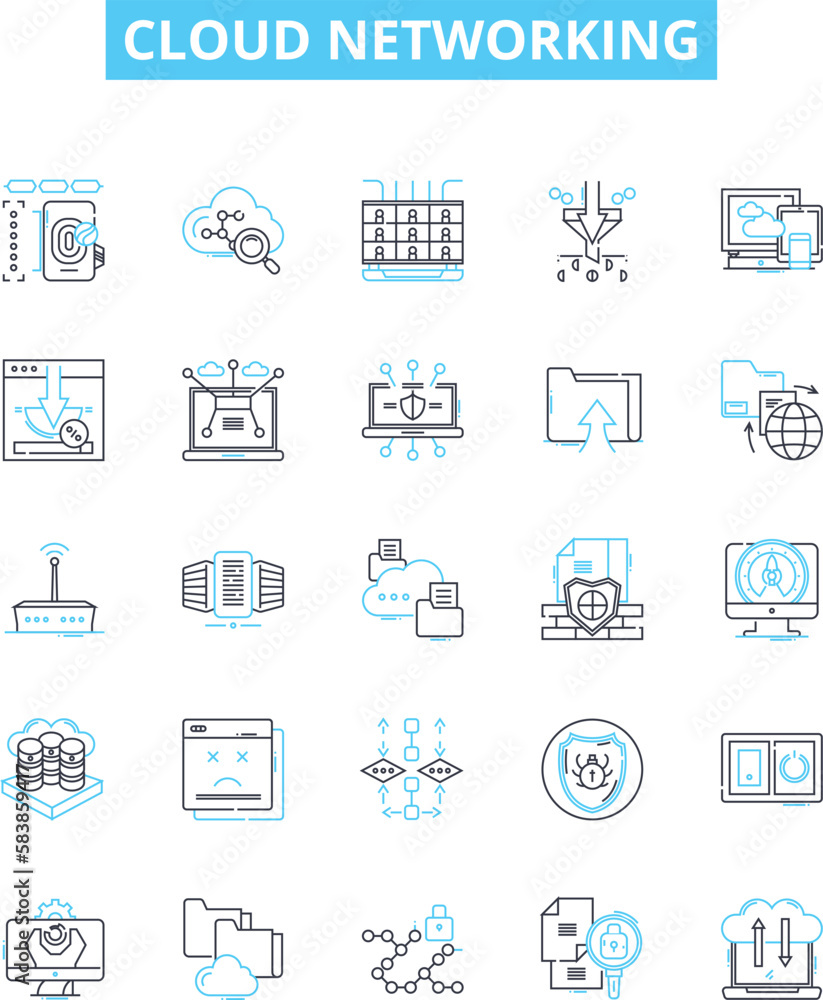 Cloud Networking Vector Line Icons Set Cloud Networking Cloudcomputing Saas Sa Iaas Paas