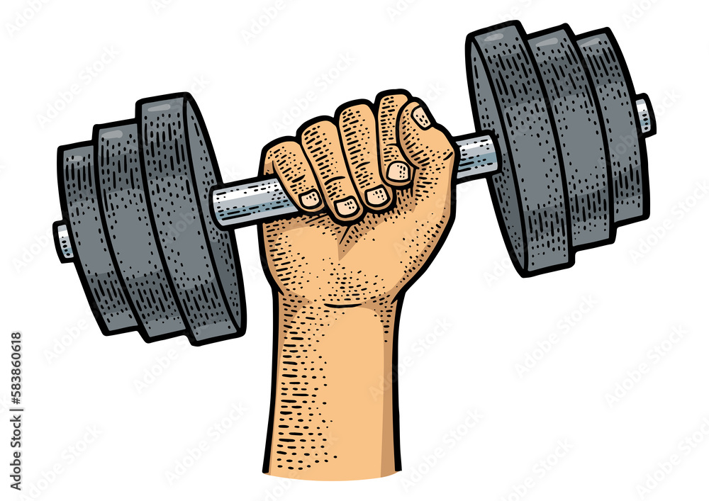 dumbbell in hand sketch PNG illustration with transparent background ...