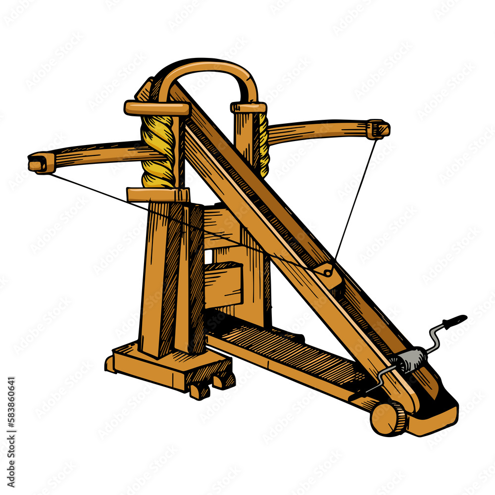 Ballista medieval weapon line art sketch PNG illustration with ...