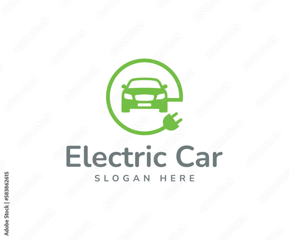 Electric car logo vector. Electric vehicle charging station logo ...