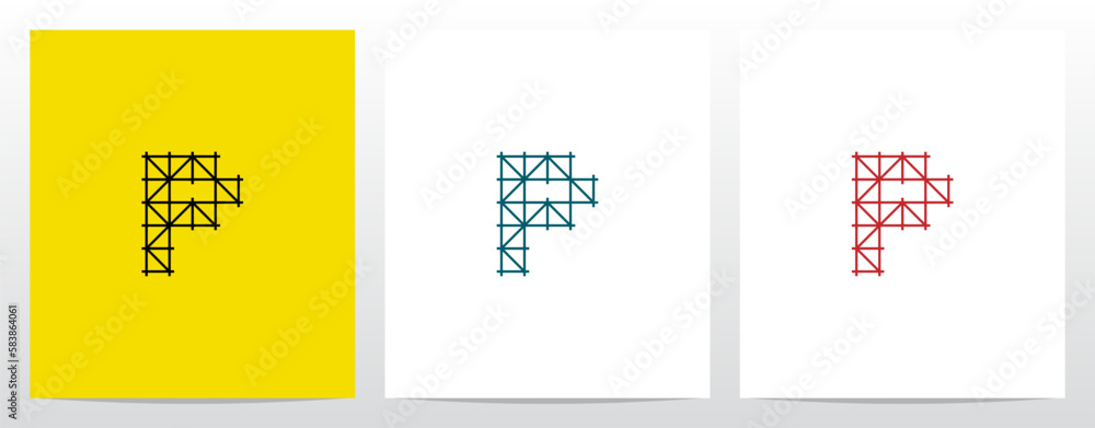Scaffolding Staging Letter Logo Design P Stock Vector | Adobe Stock
