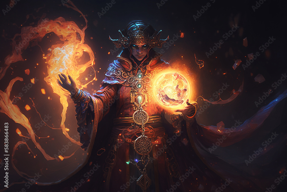 Fantasy Concept Art | A powerful mage surrounded by swirling magical ...