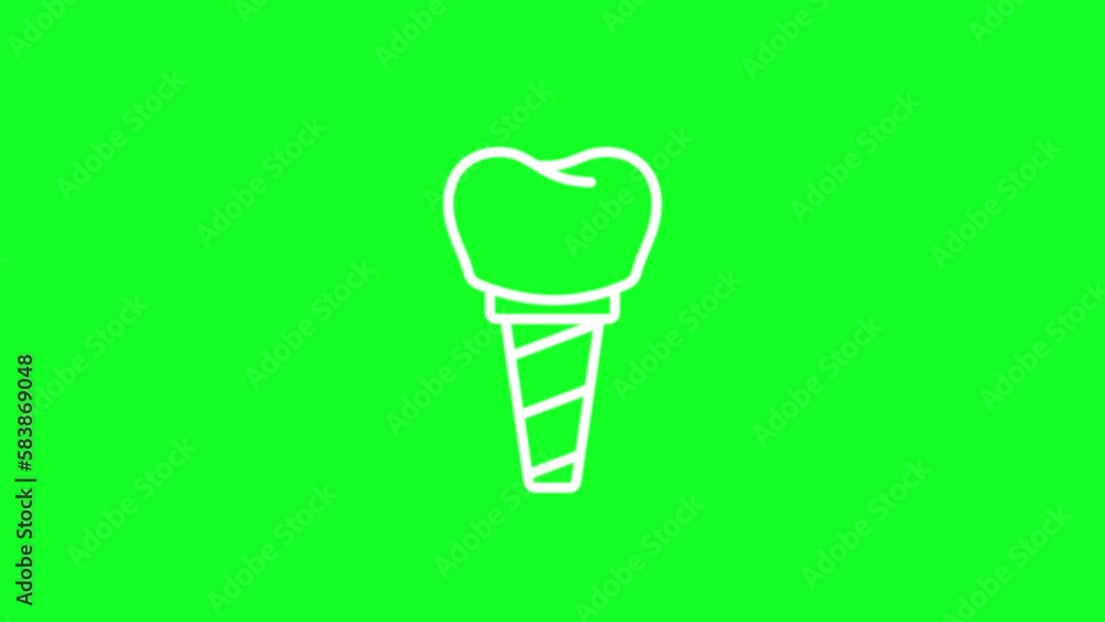 Animated implant white line icon. Endosseous prothesis. Dental surgery ...