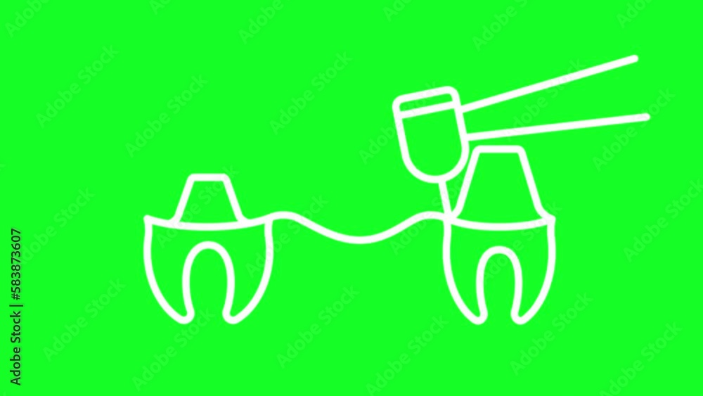 Animated bridge white line icon. Artificial teeth. Replace tooth. Loop ...