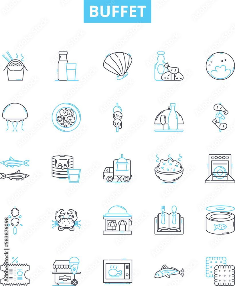 Buffet vector line icons set. Buffet, Catering, Dining, Food, Cuisine ...