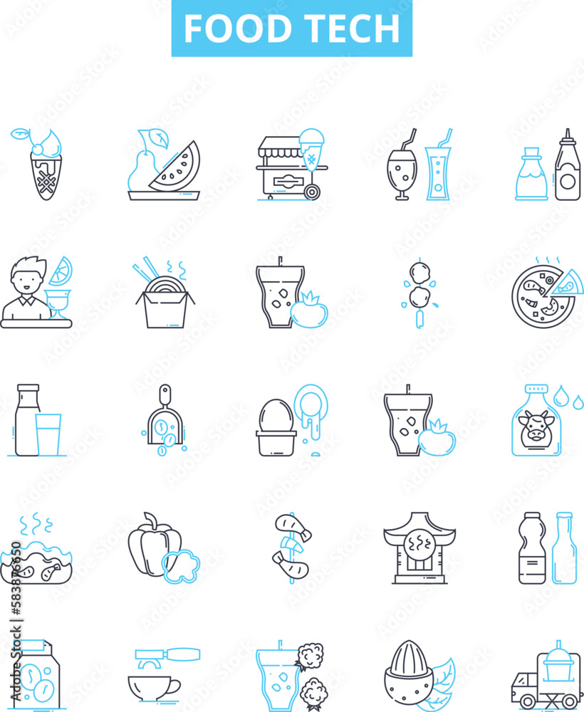 Food tech vector line icons set. Foodtech, Cuisine, Nutrition, Edible ...