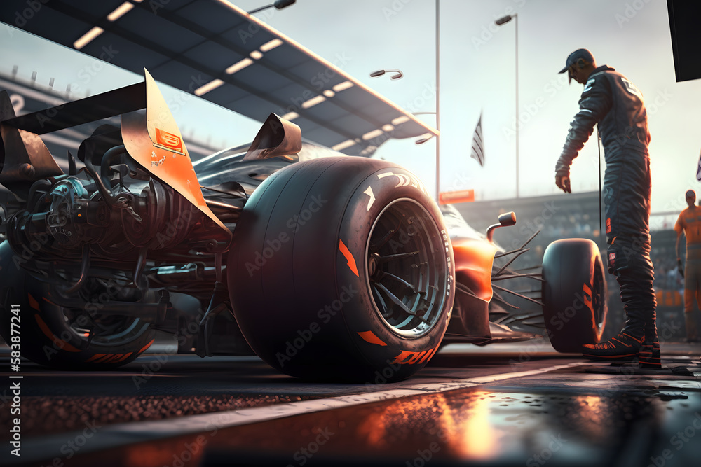 pit stop workers and engineers maintaining technical service for a ...