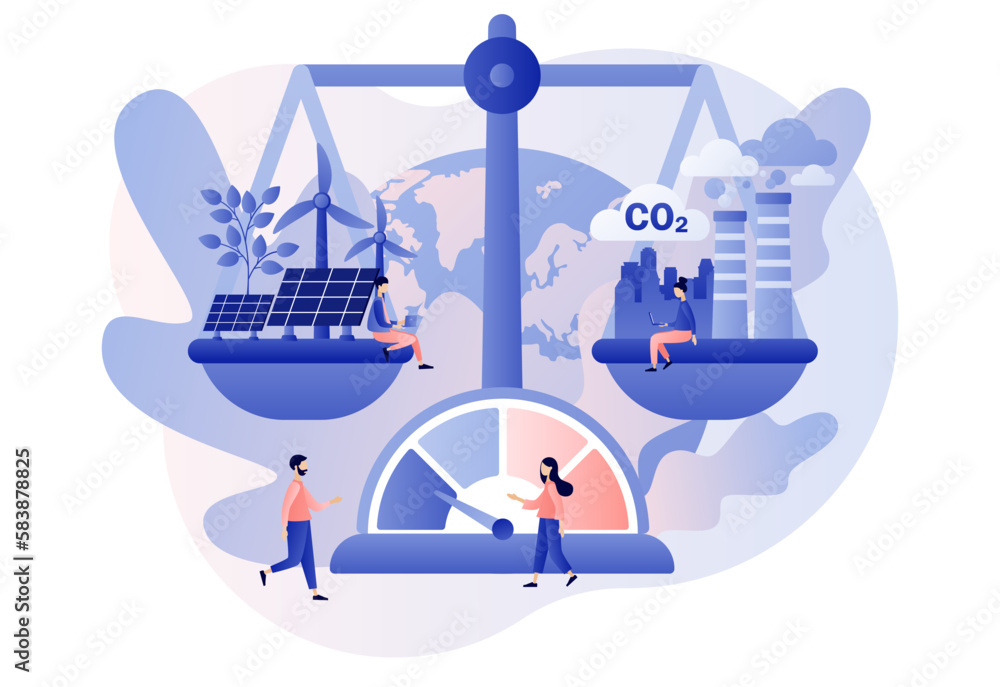 Reduce emission CO2. Sustainability concept. Net zero emissions and carbon dioxide neutral ...