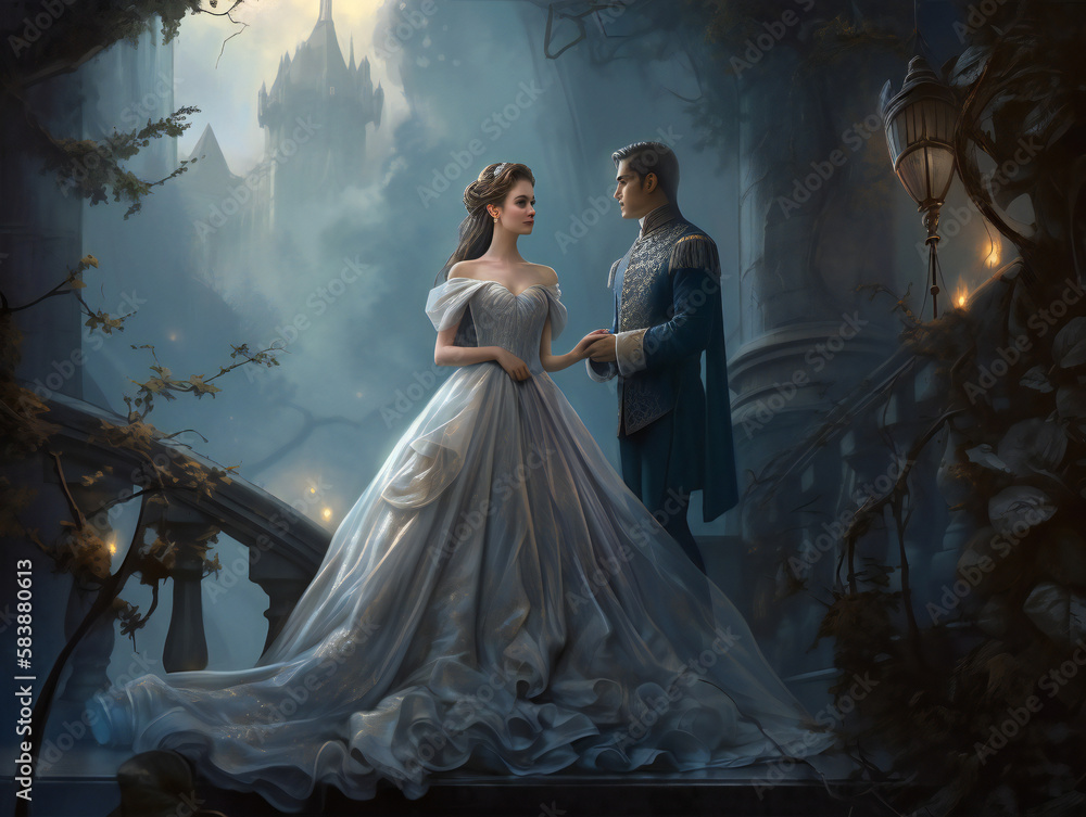 majestic prince and princess portrait, fairy tale inspired couple ...