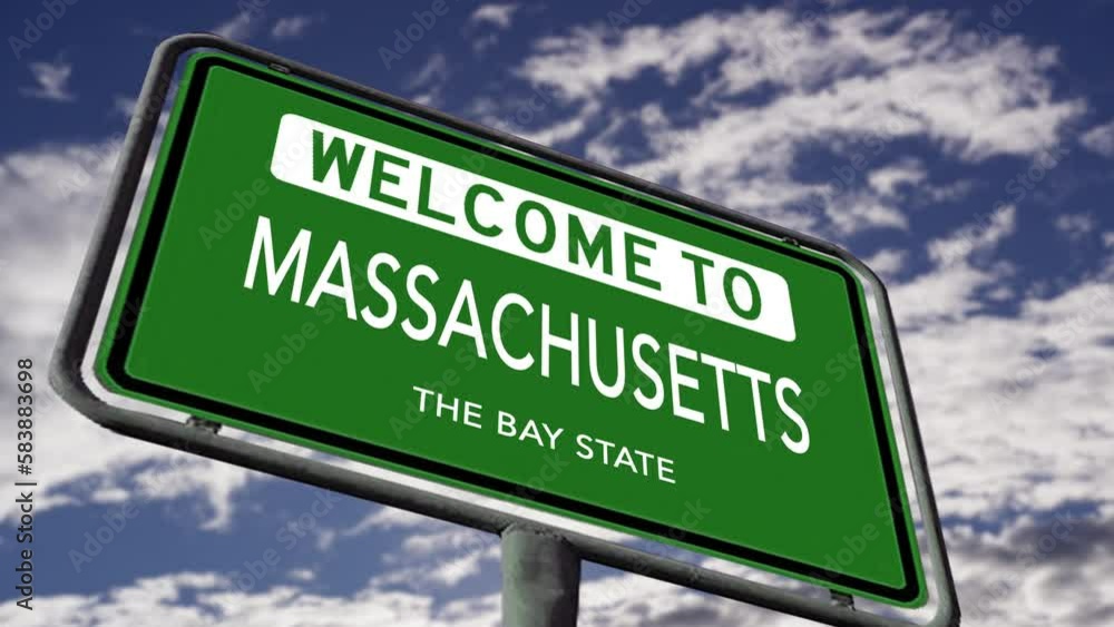 Welcome to Massachusetts The Bay State, US Road Sign, Close Up ...