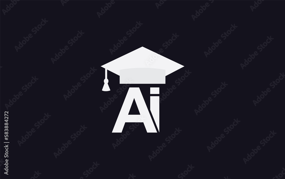 Education letter AI symbol. Graduation cap logo and sign Stock ...