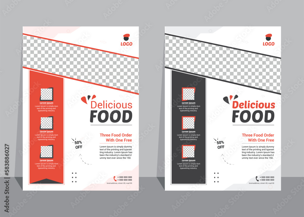 Food Flyer Template Design, Restaurant Food Menu, Vector Illustration ...