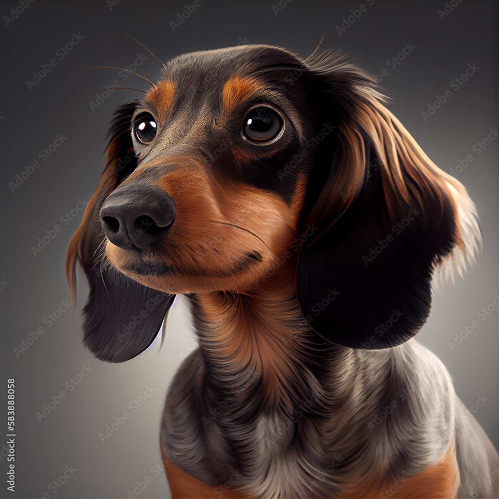 Dachshund portrait. Realistic illustration of dog isolated on white ...
