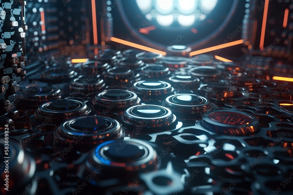 modern technology abstract background. 3D geometric forms with a chrome ...