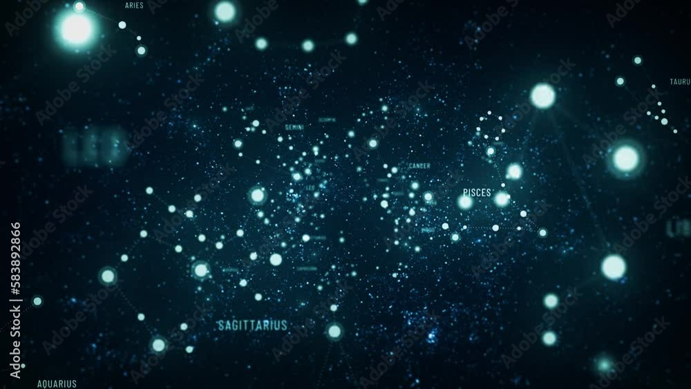 Journey Into Zodiac Signs Constellations/ 4k motion graphics of a ...