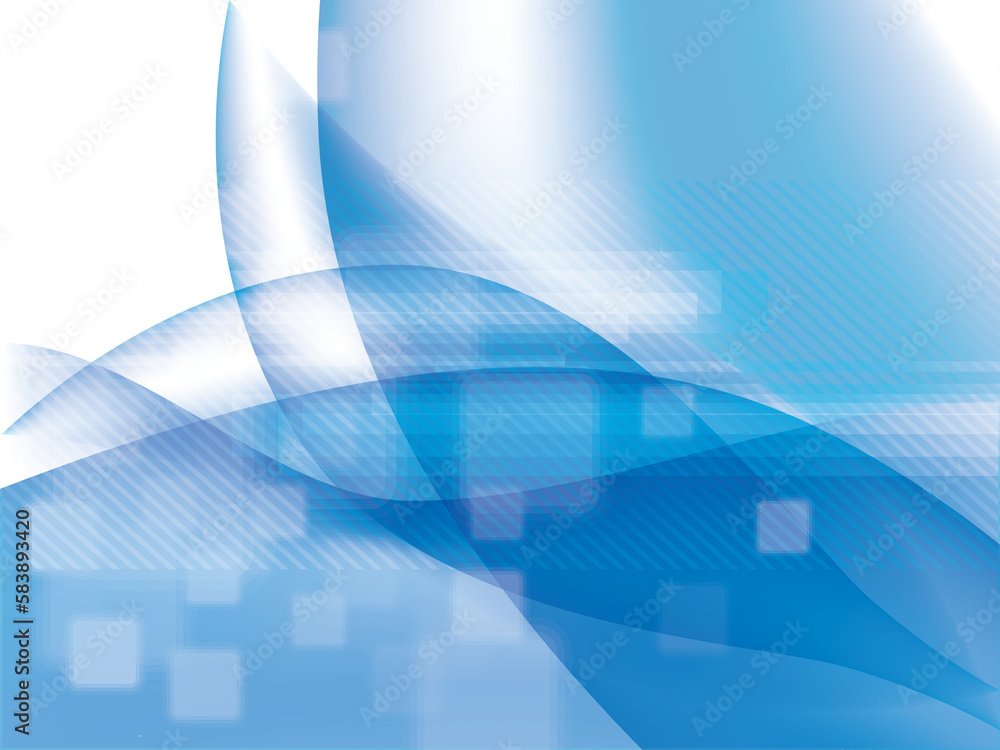 Blue abstract background with curves, blurred elements, lines and other ...