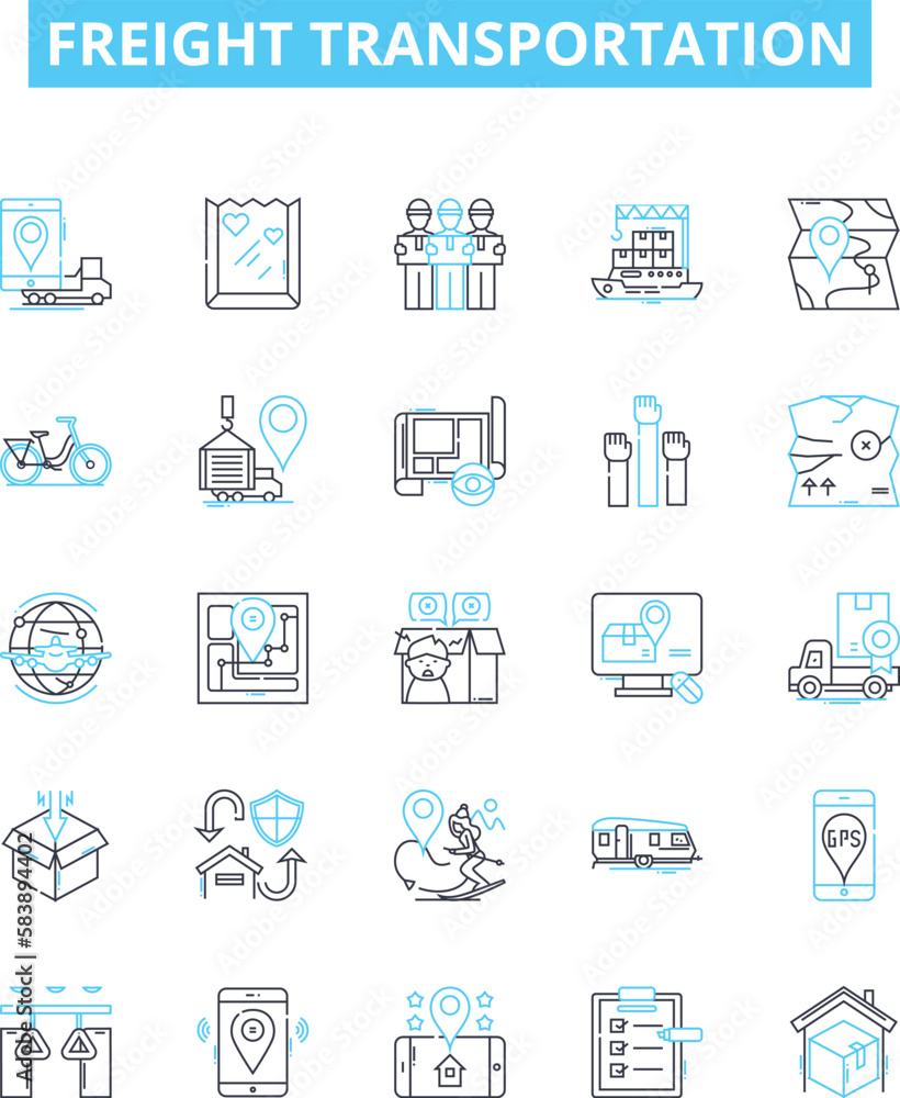 Freight transportation vector line icons set. Shipping, Logistics ...