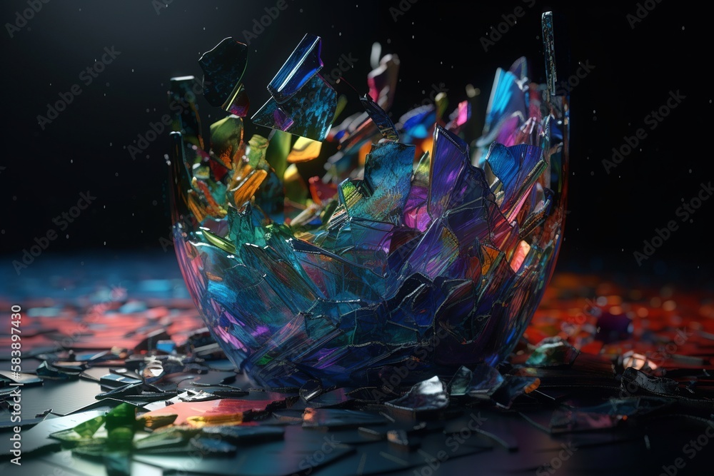 abstract background featuring a shattered glass design in vibrant ...